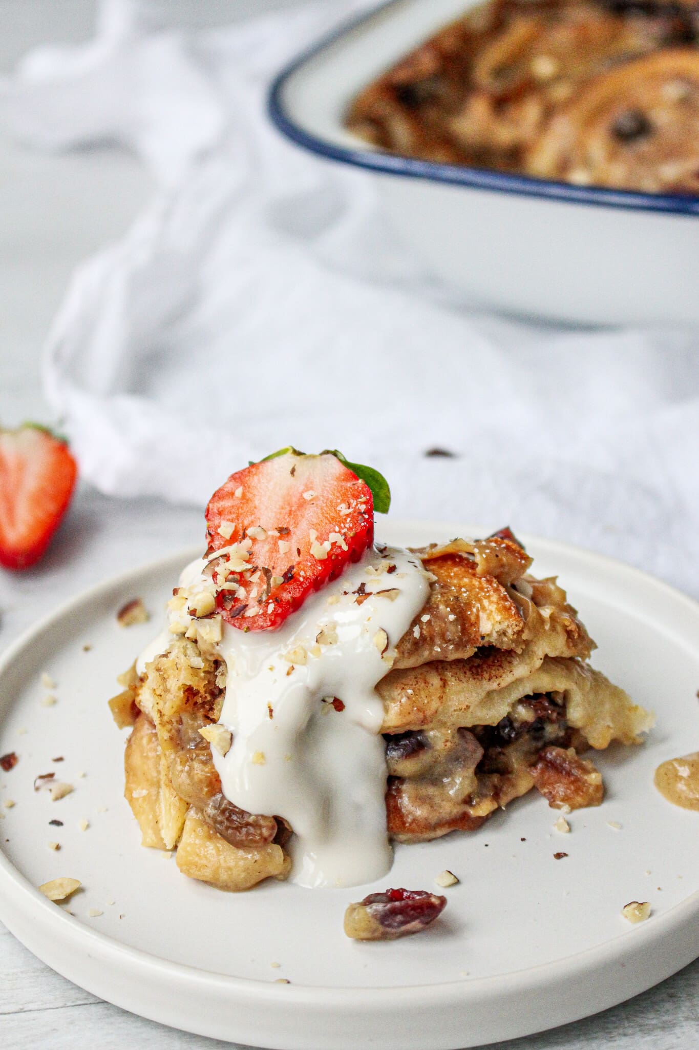 Vegan Cinnamon and Cardamom Bread and Butter Pudding - Nourishing Amy