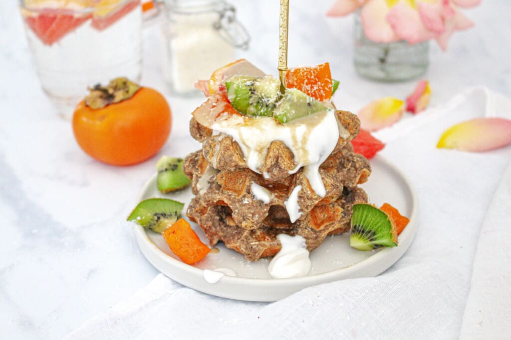 Tropical Tahini Waffles - Nourishing Amy