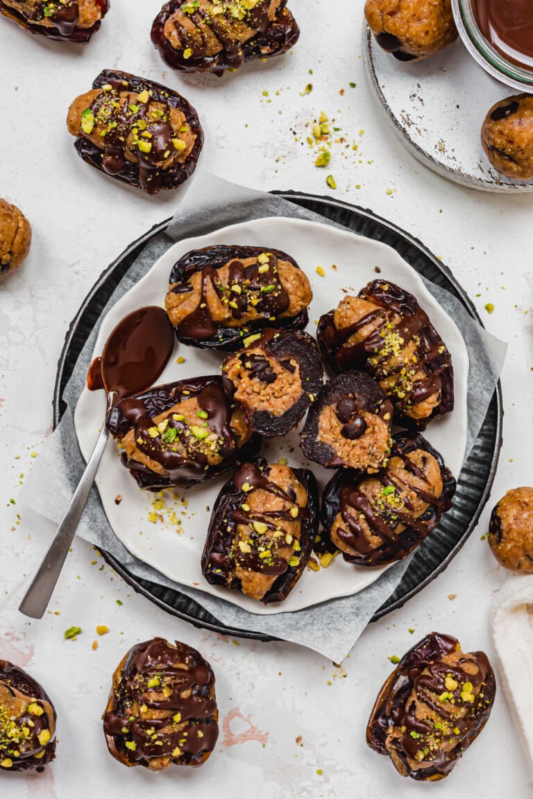 Cookie Dough Stuffed Dates (Vegan Gluten-Free) - Nourishing Amy