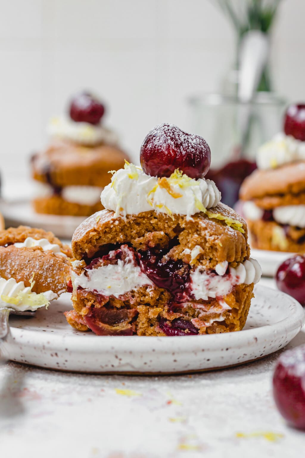 Mini Cherry Lemon Sponge Cakes (Vegan Gluten-Free Option) - Nourishing Amy