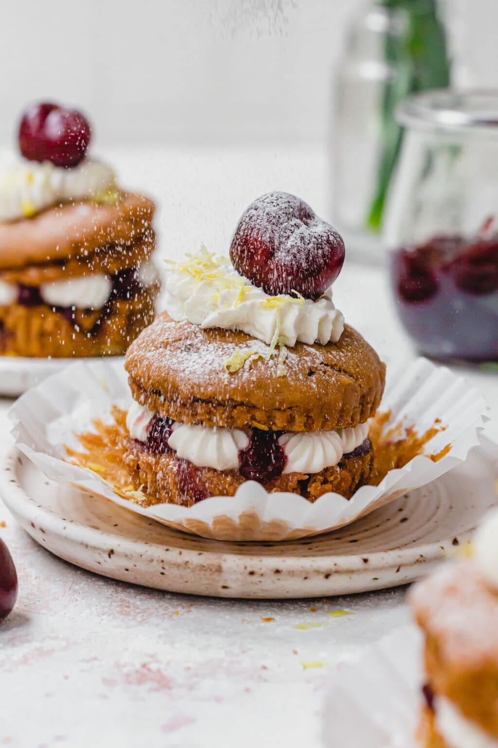Mini Cherry Lemon Sponge Cakes (Vegan Gluten-Free Option) - Nourishing Amy
