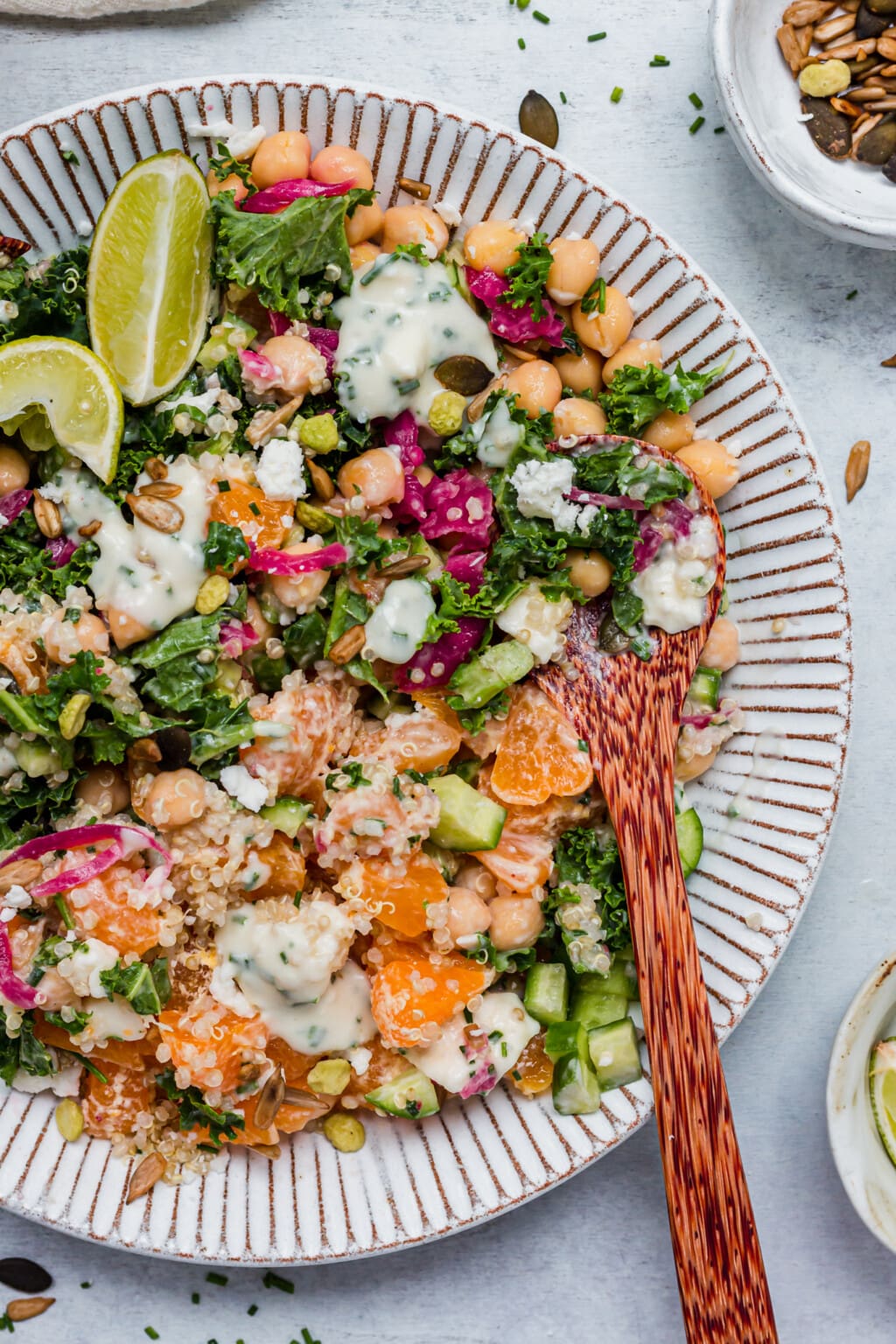 Kale Orange and Feta Salad (Vegan) - Nourishing Amy