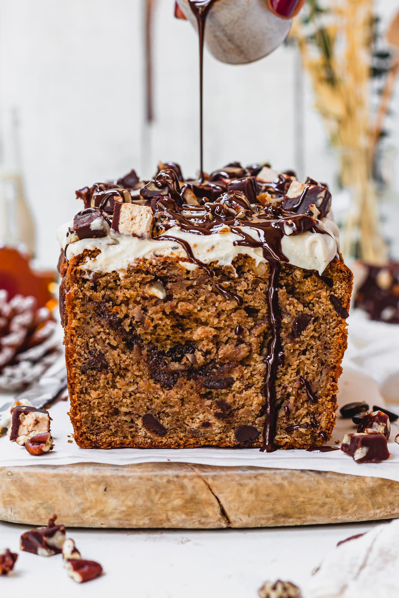 Chocolate Pecan Fudge Banana Bread (Vegan) - Nourishing Amy