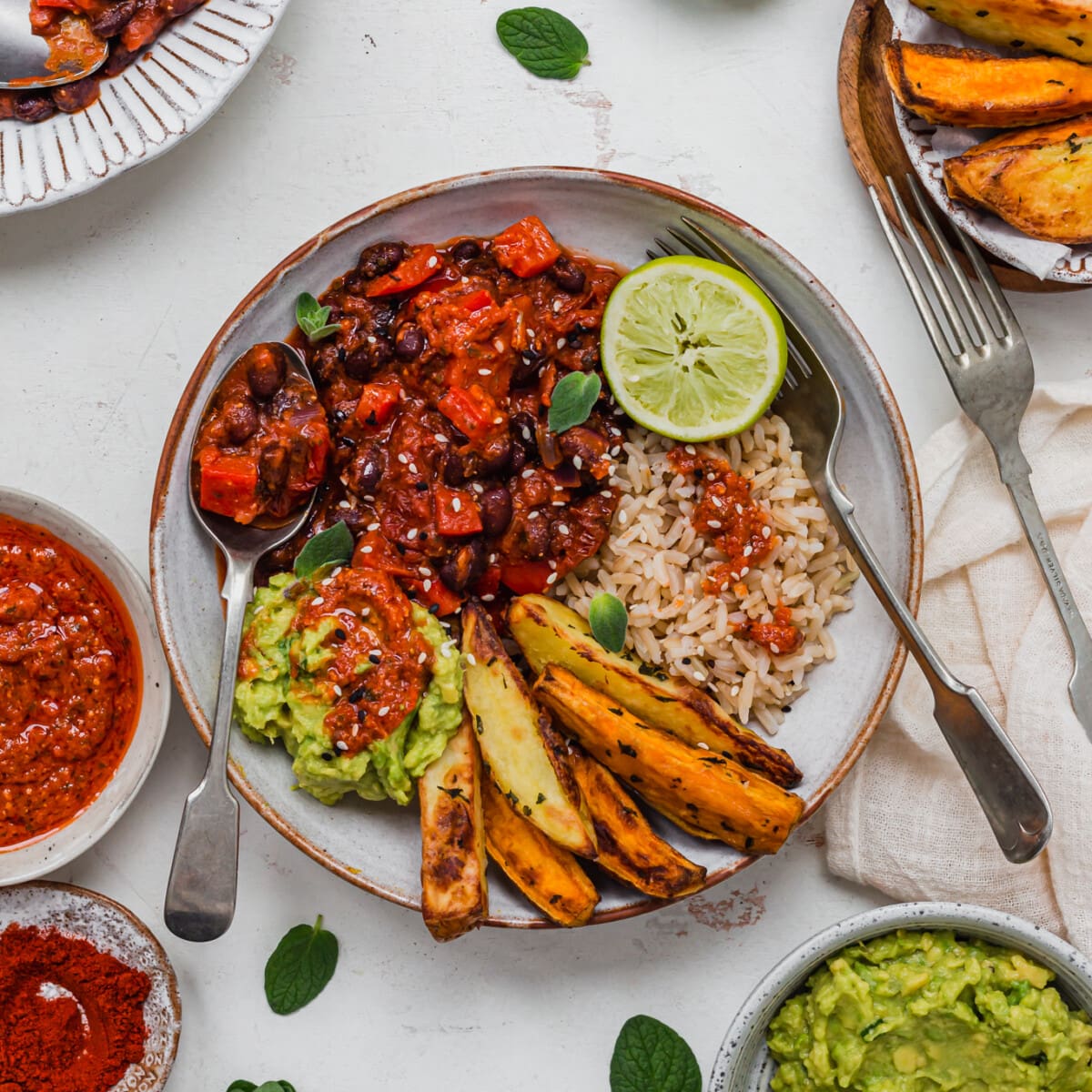 Tomato Pesto Beans and Wedges (Vegan GF) Nourishing Amy