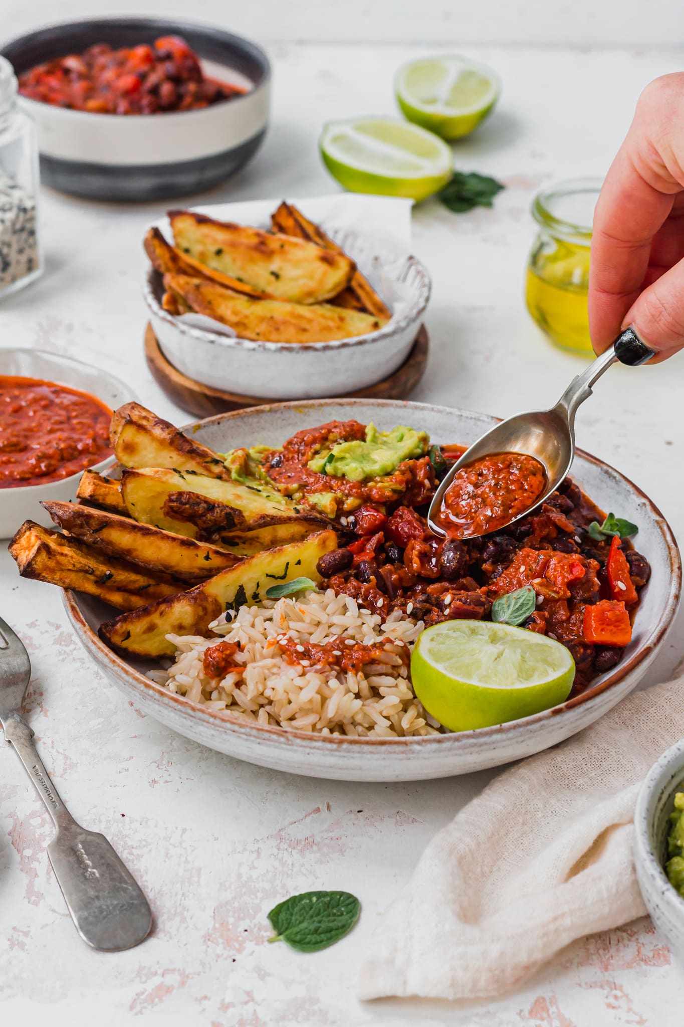 Tomato Pesto Beans and Wedges (Vegan GF) Nourishing Amy