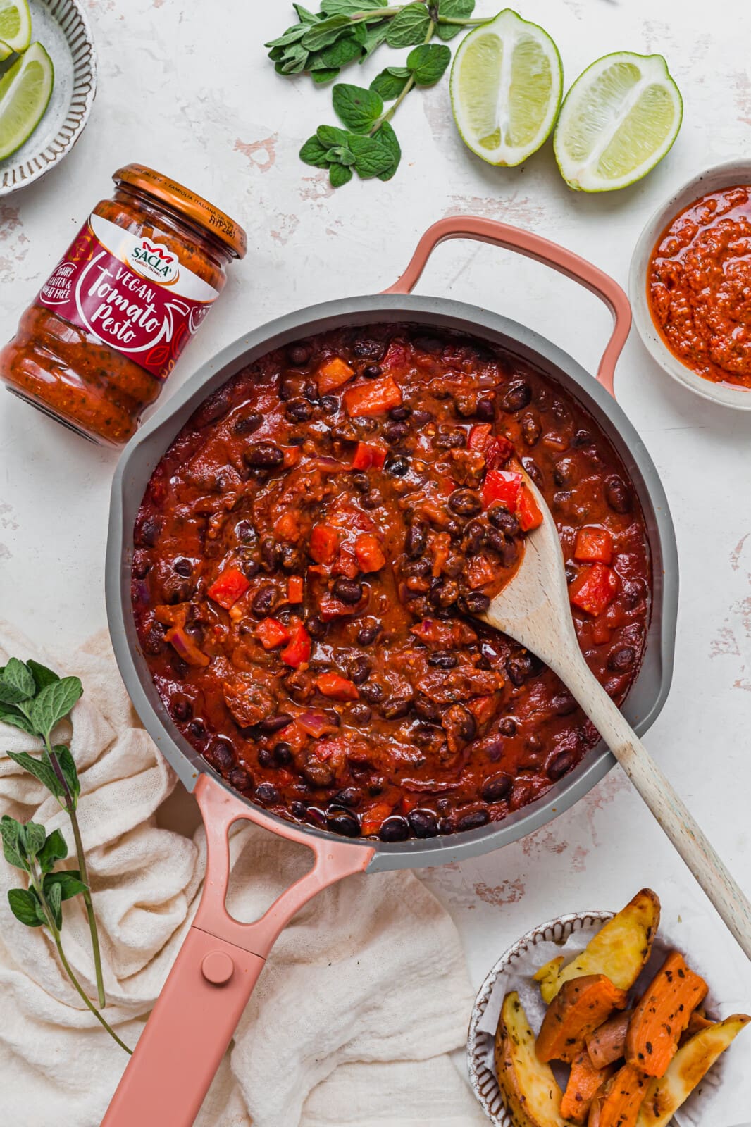 Tomato Pesto Beans and Wedges (Vegan GF) Nourishing Amy