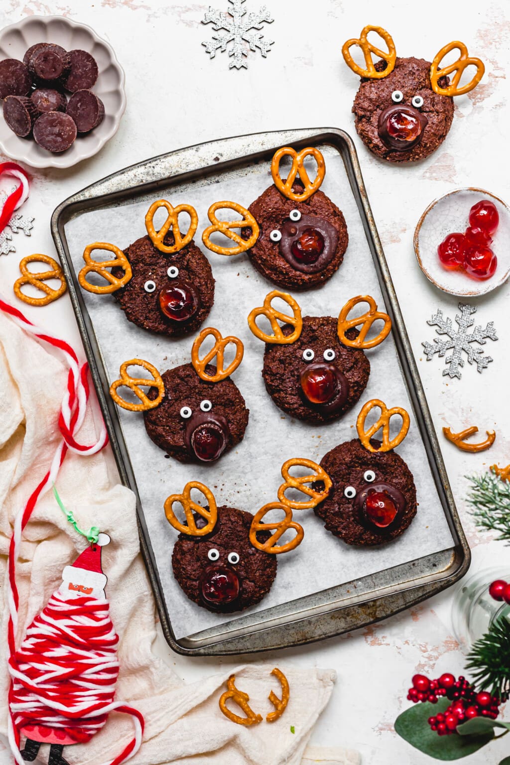 Vegan Chocolate Reindeer Cookies (GF) - Nourishing Amy
