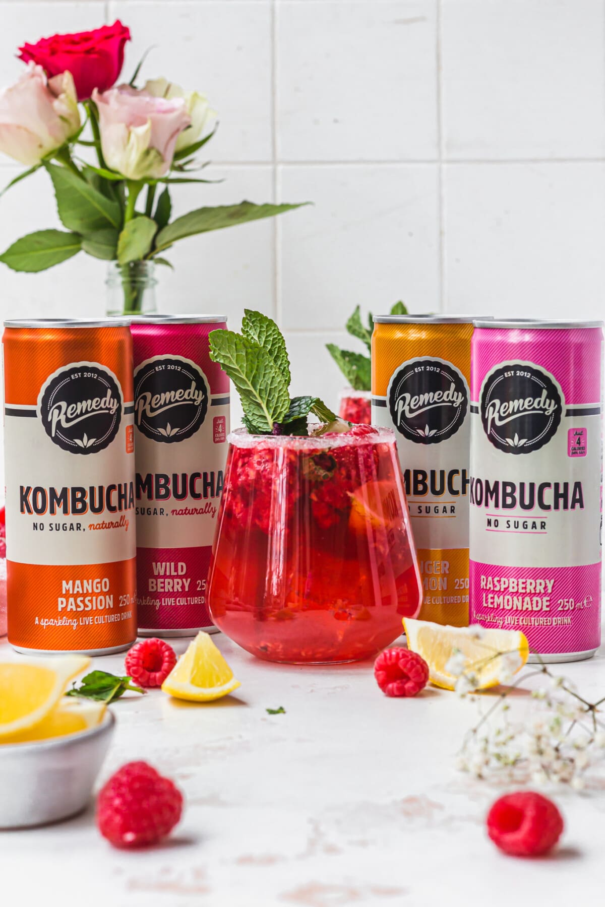 Raspberry Lemon Kombucha Mojito - Nourishing Amy
