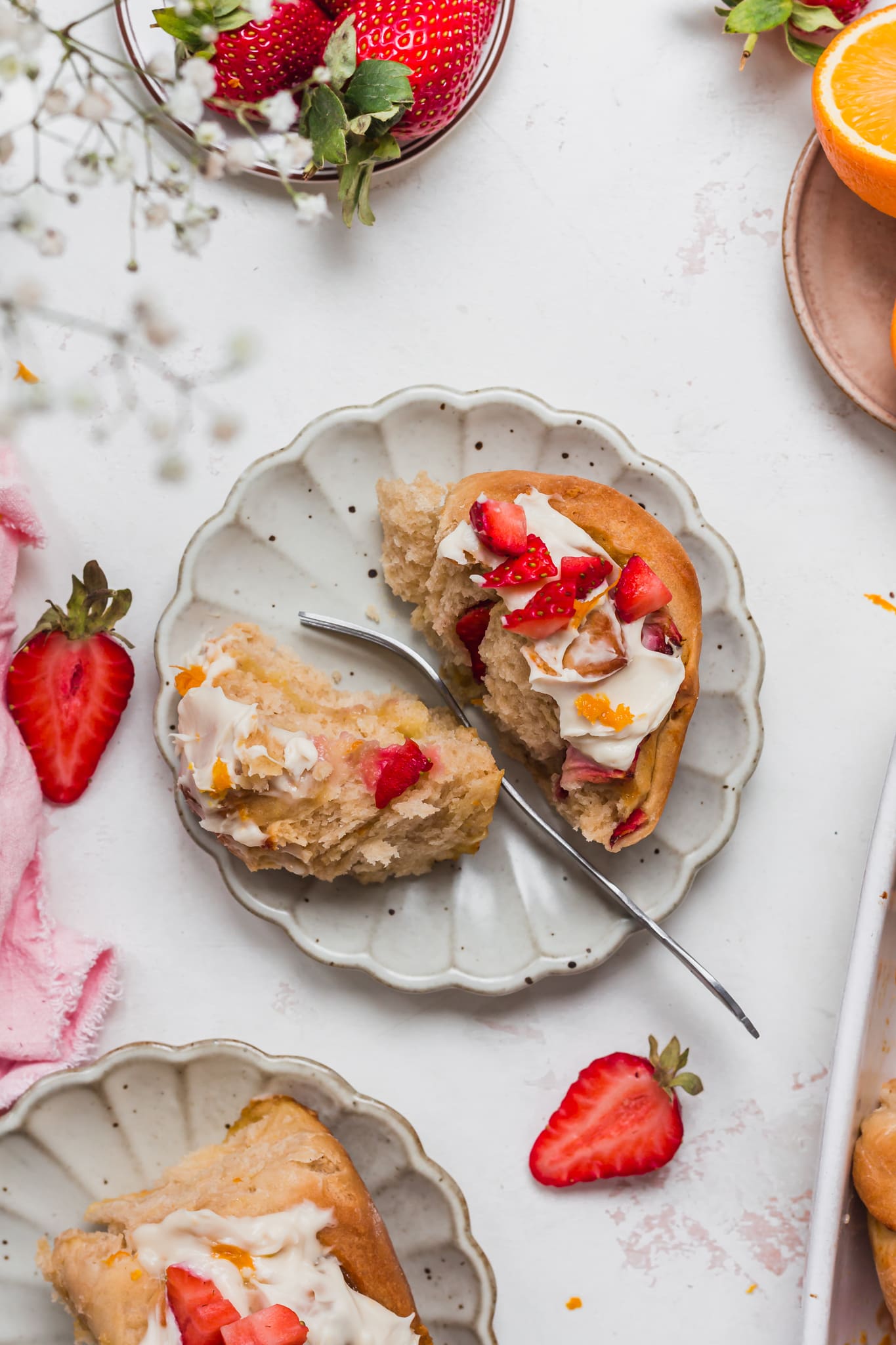 Strawberry Orange Fluffy Vegan Rolls (One-Hour) - Nourishing Amy