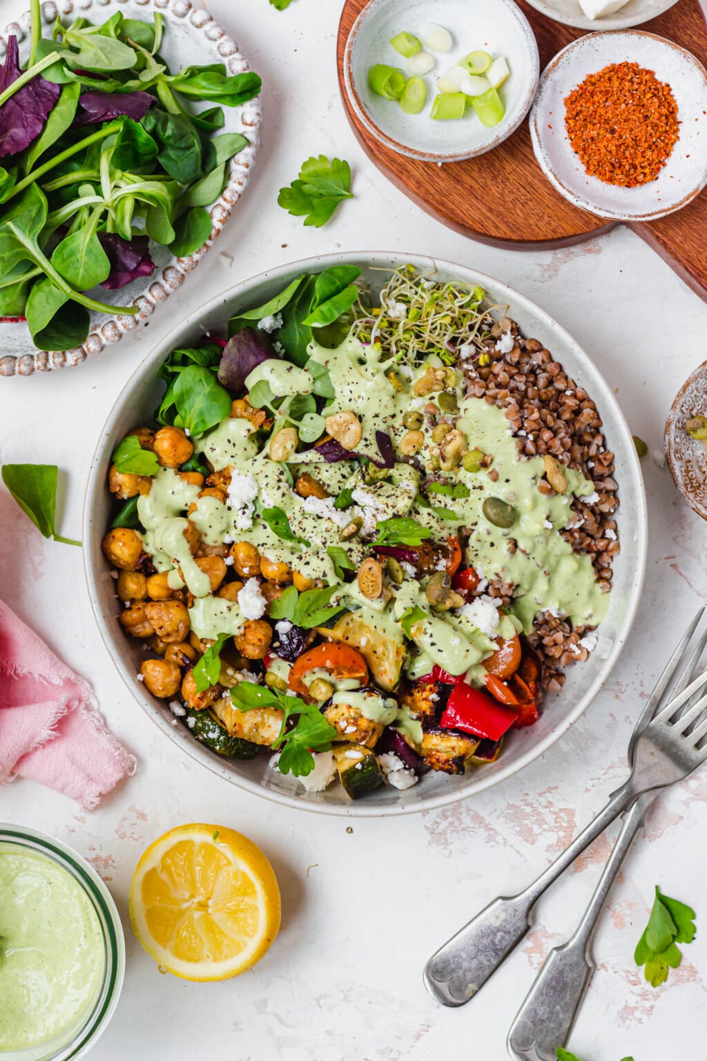 Fava Bean Falafel Rainbow Bowl with Beetroot Sauce - Nourishing Amy