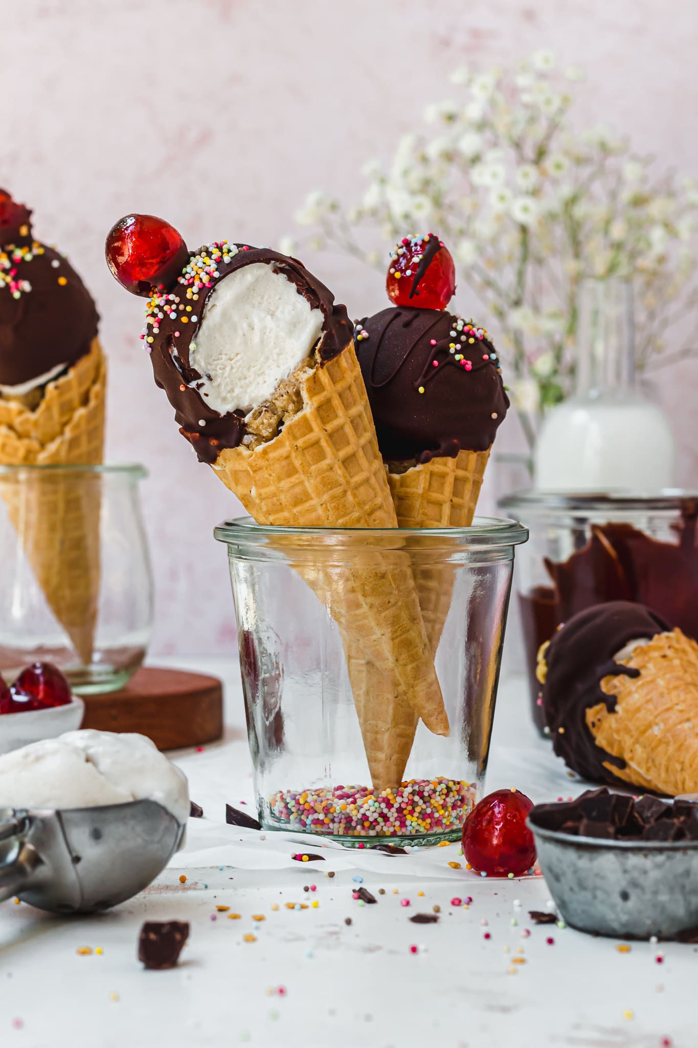 Chocolate Cookie Dough Ice Cream Cones - Nourishing Amy