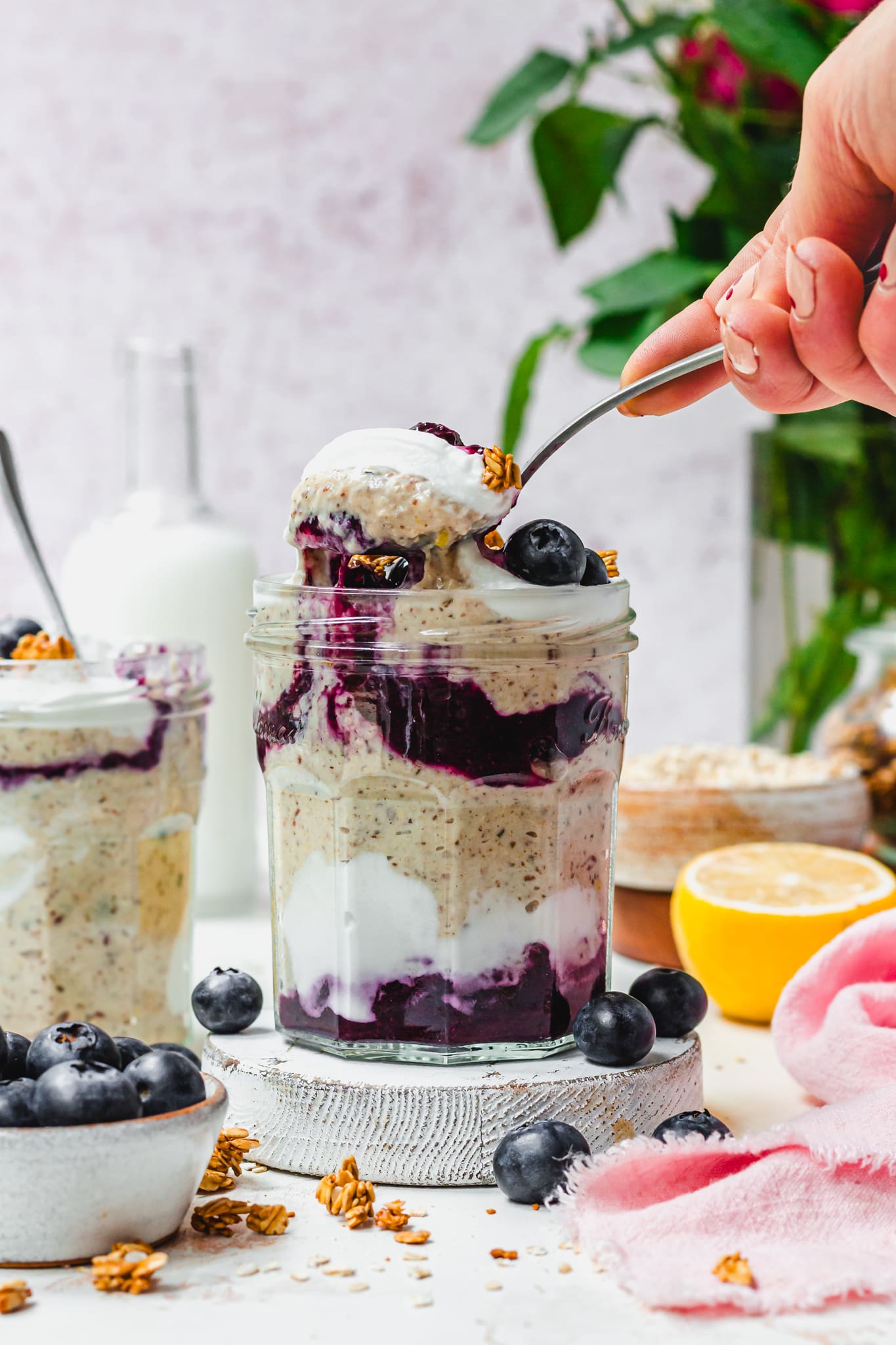 Lemon Blueberry Blended Oats (Vegan GF) - Nourishing Amy