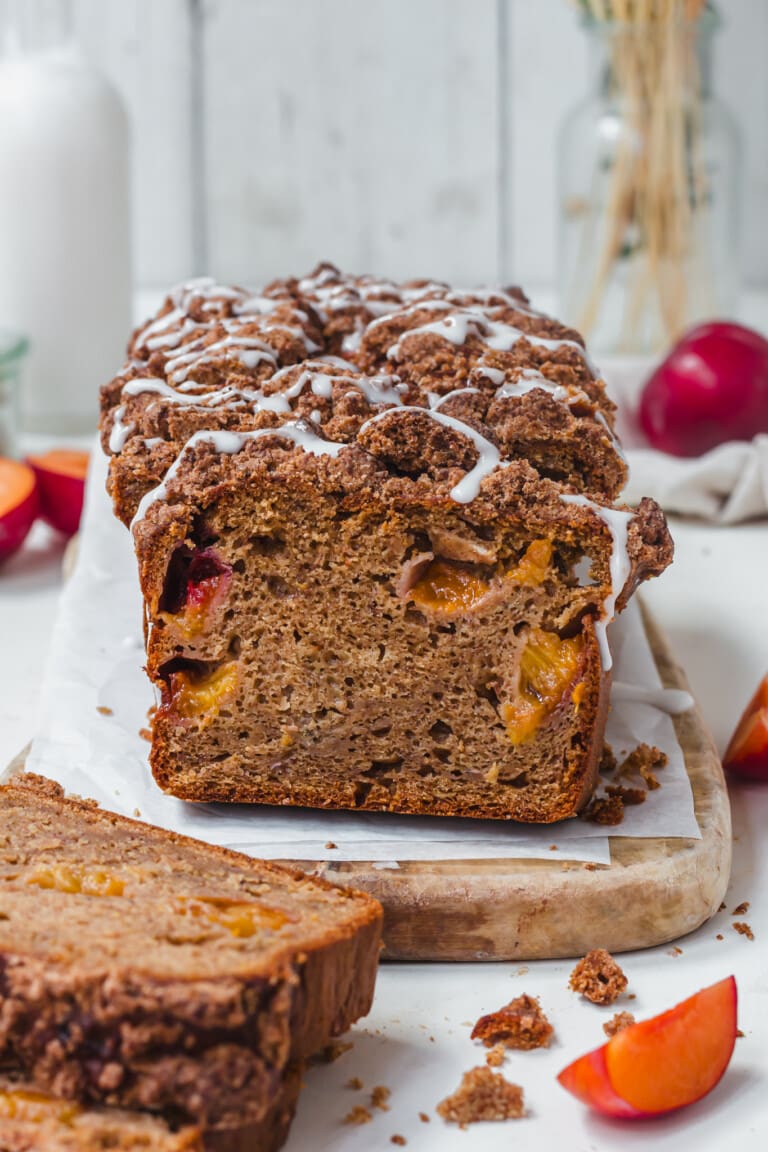 Cinnamon Plum Streusel Banana Bread (Vegan) -Nourishing Amy