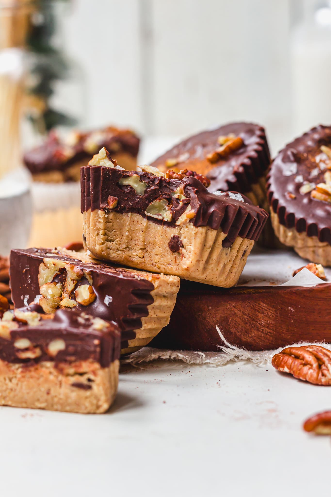 Chocolate Pecan Pie Fudge Cups - Nourishing Amy