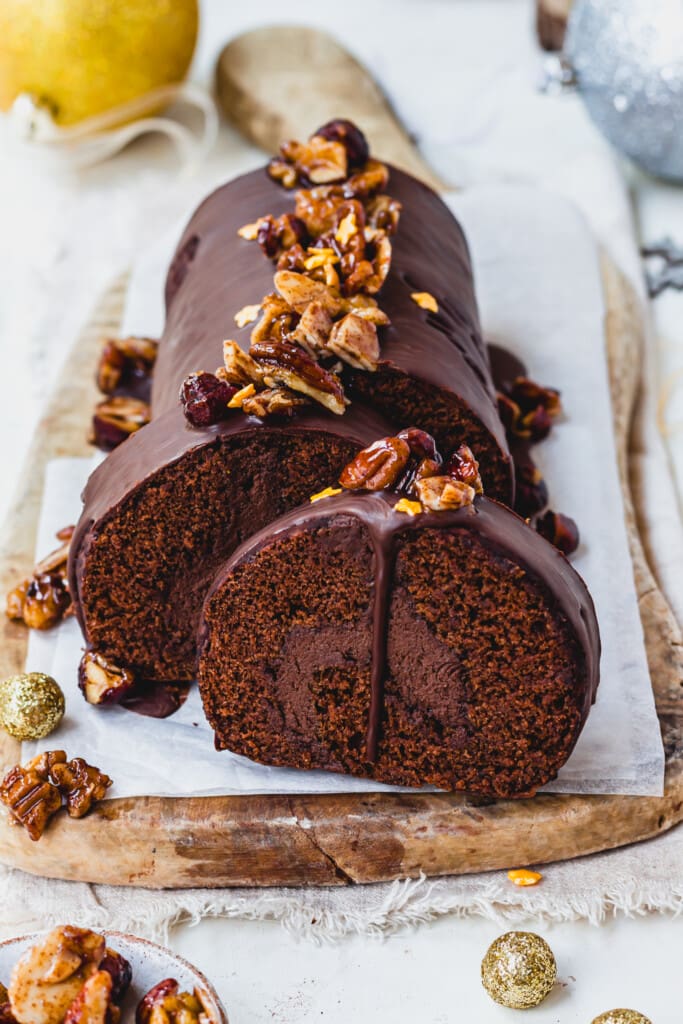Double Chocolate Hazelnut Swiss Roll - Nourishing Amy
