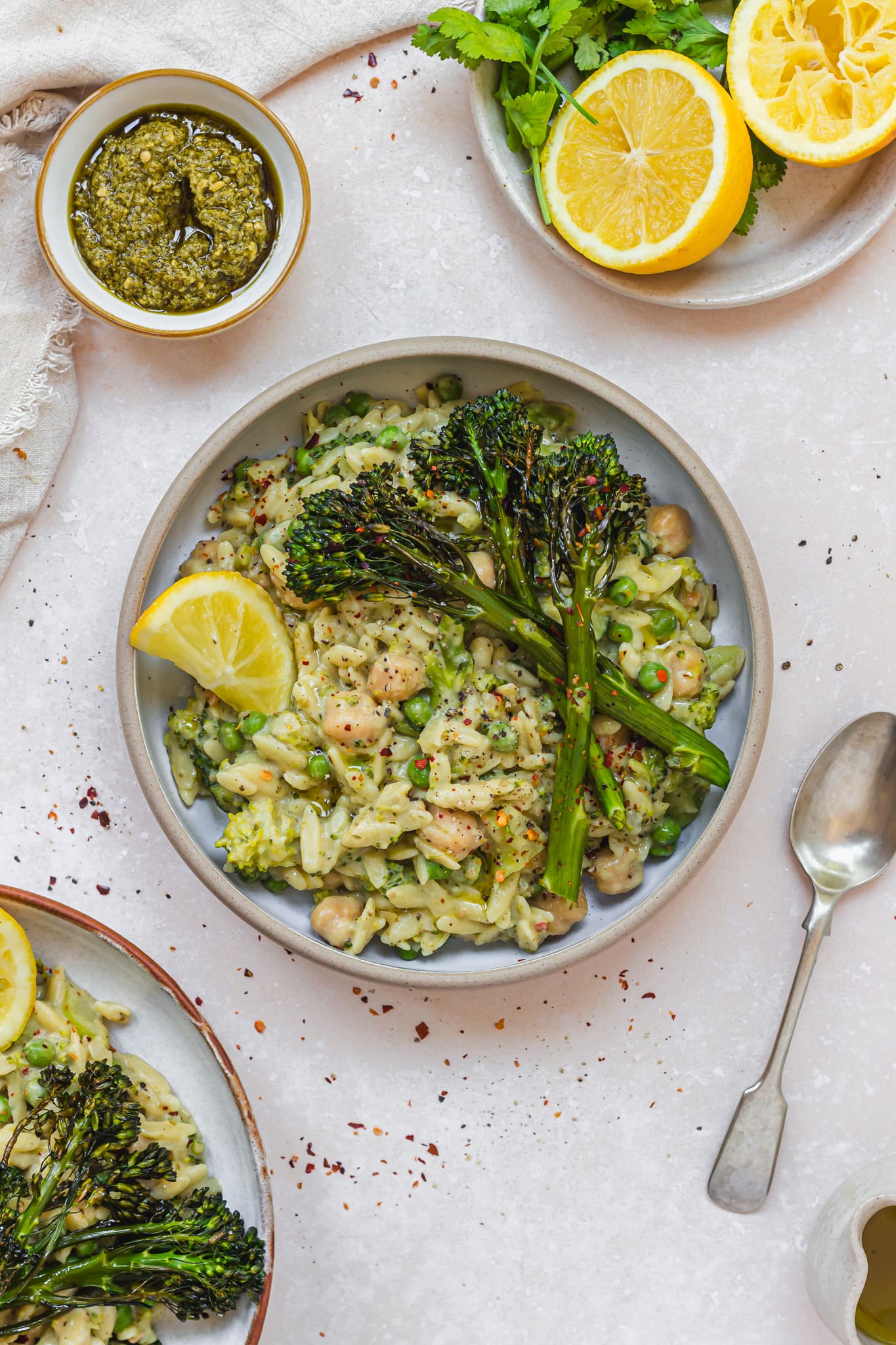 Spring Green Pesto Pea Broccoli Orzo (Vegan Gluten-Free) - Nourishing Amy
