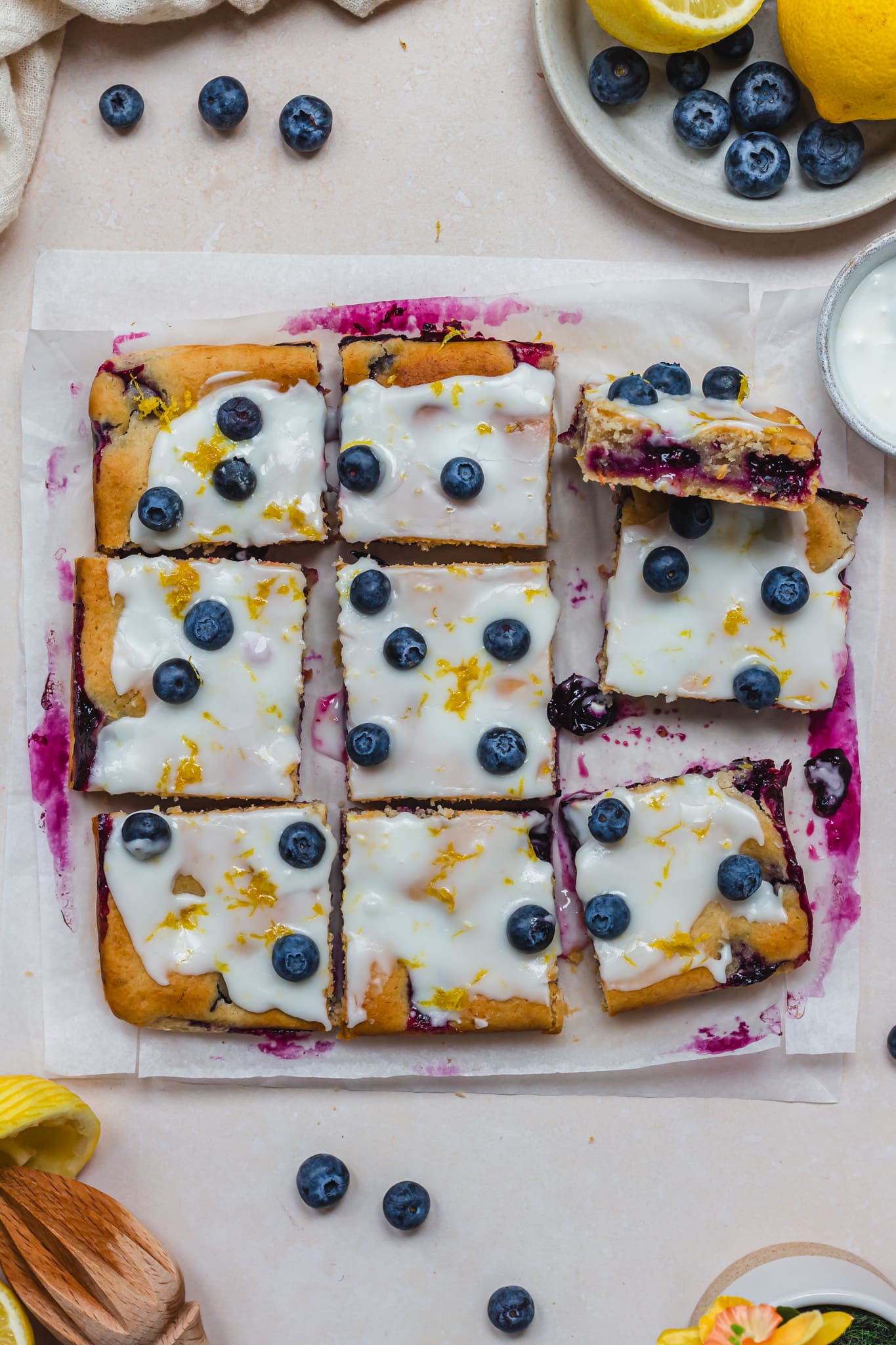 Lemon and Blueberry Blondies (Vegan Gluten-Free) - Nourishing Amy