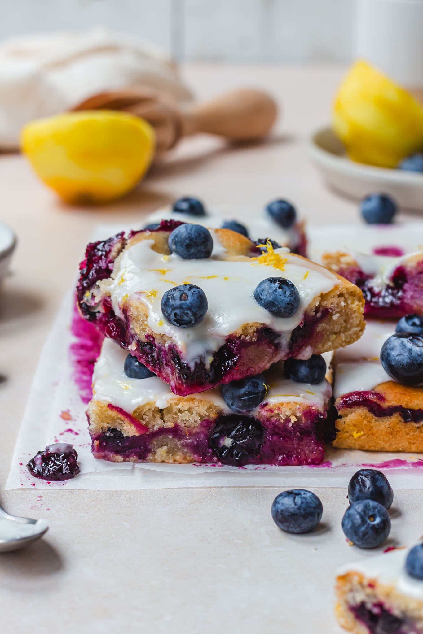 Lemon and Blueberry Blondies (Vegan Gluten-Free) - Nourishing Amy